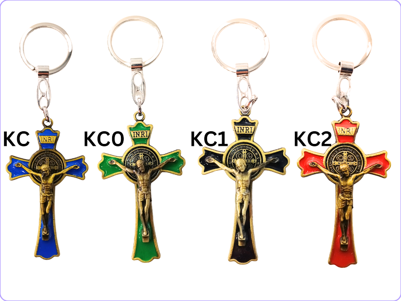 SAINT BENEDICT CRUCIFIX KEY CHAINS: KC, KC0, KC1, KC2 – SIDARUS